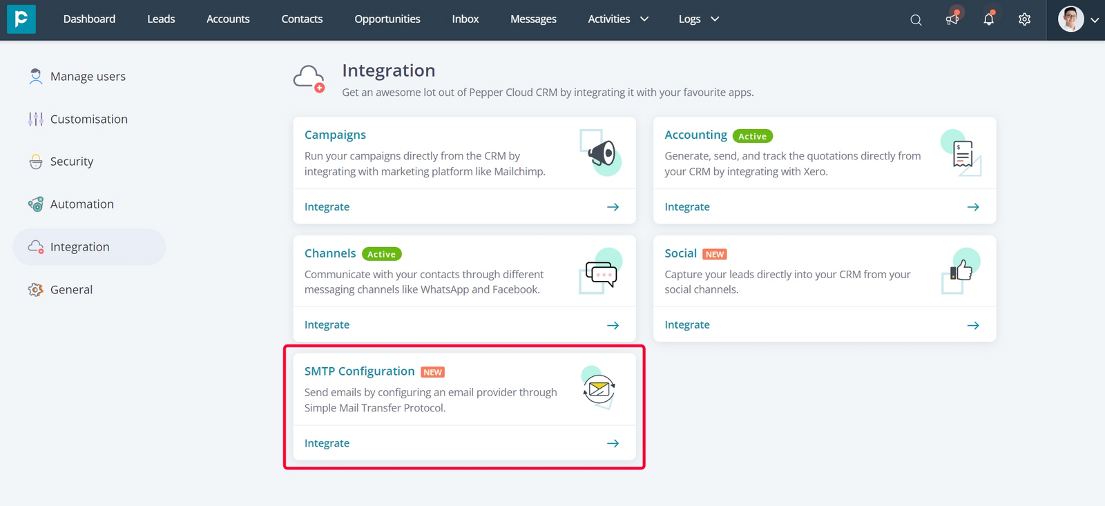 Configure SMTP in CRM | Pepper Cloud Blog